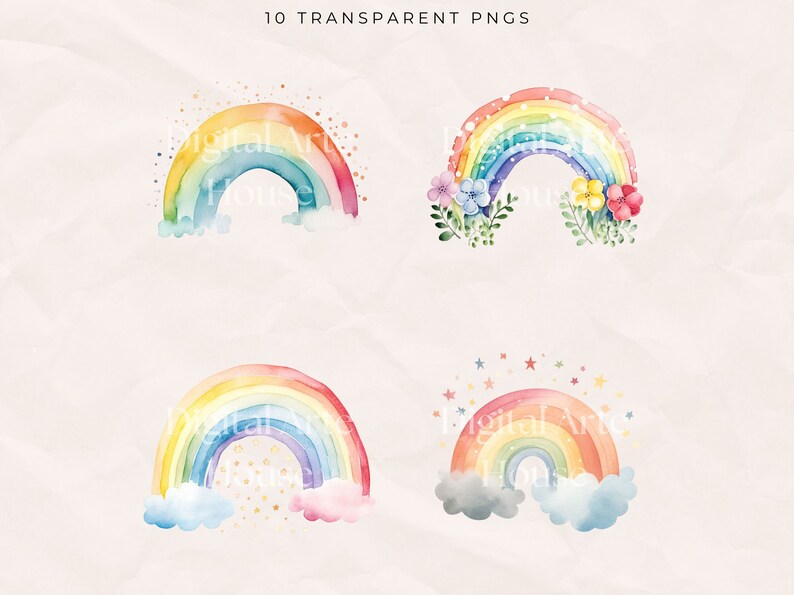 Watercolor Rainbow Clipart - Nursery Rainbow, Watercolorclip Art ...