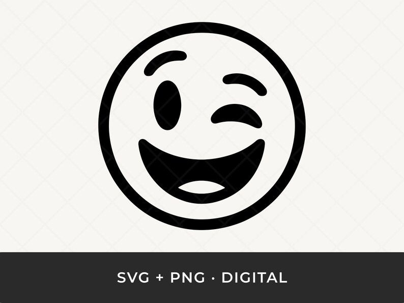 Emoji guiñando el ojo SVG: clipart de emoticono, archivo de corte ...