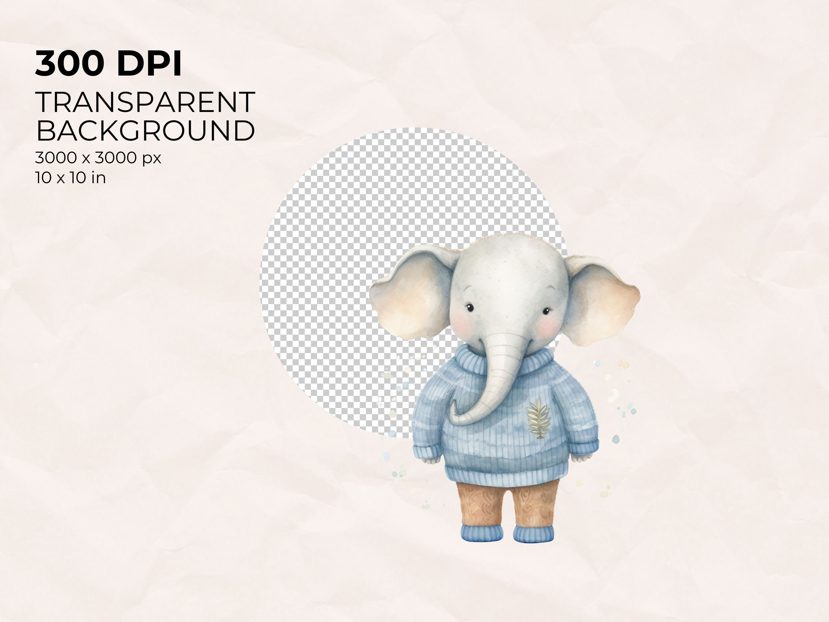 Watercolor Baby Elephant Clipart, Cute Clip Art for Commercial Use ...
