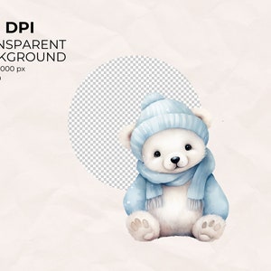 Watercolor Cute Polar Bears Clipart - Commercial Use Clip Art ...