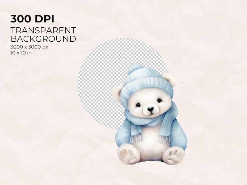 Watercolor Cute Polar Bears Clipart Commercial Use Clip Art, Watercolor ...