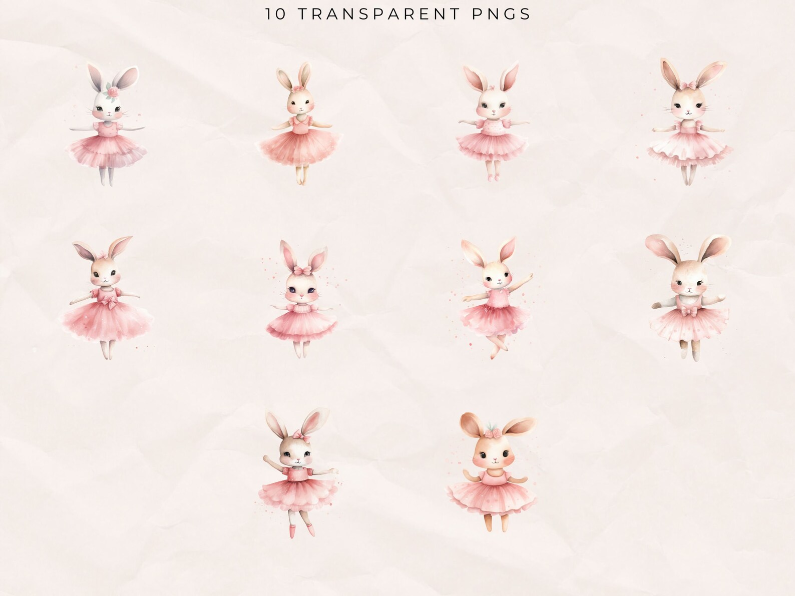 Watercolor Ballerina Bunny Clipart Ballet Bunnies in Tutu Dress ...