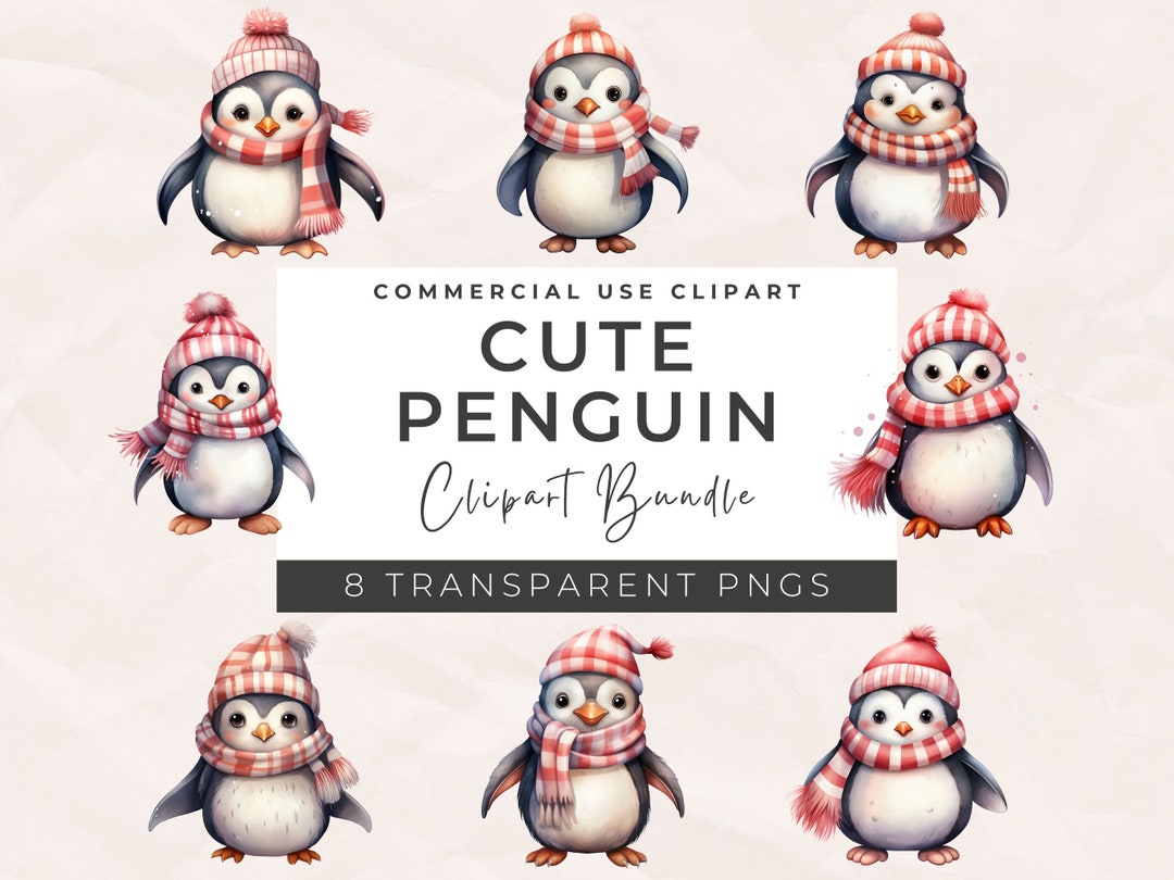 Cute Penguin Clipart Bundle - Christmas Holiday Clipart, Winter Animals ...