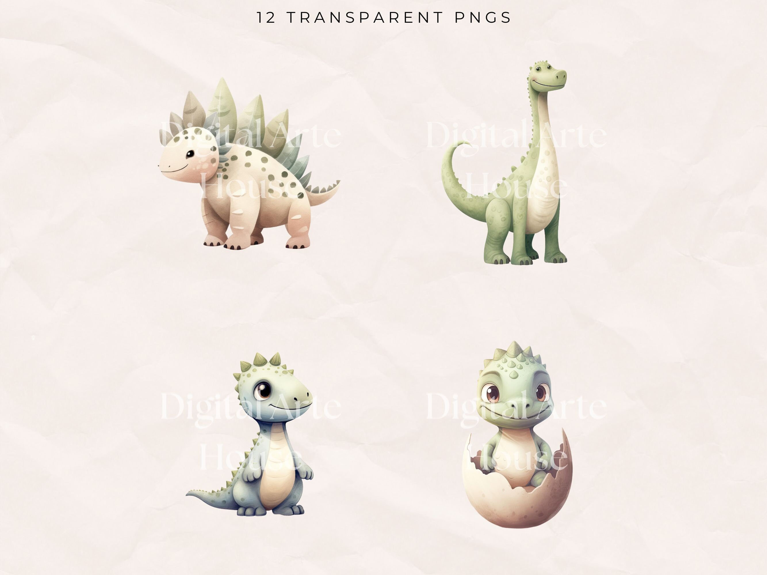 Watercolor Cute Dinosaurs Clipart Bundle Cute Clipart PNG - Etsy