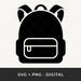 Backpack SVG: School Bag Clipart, Travel Rucksack Template Cut File for ...