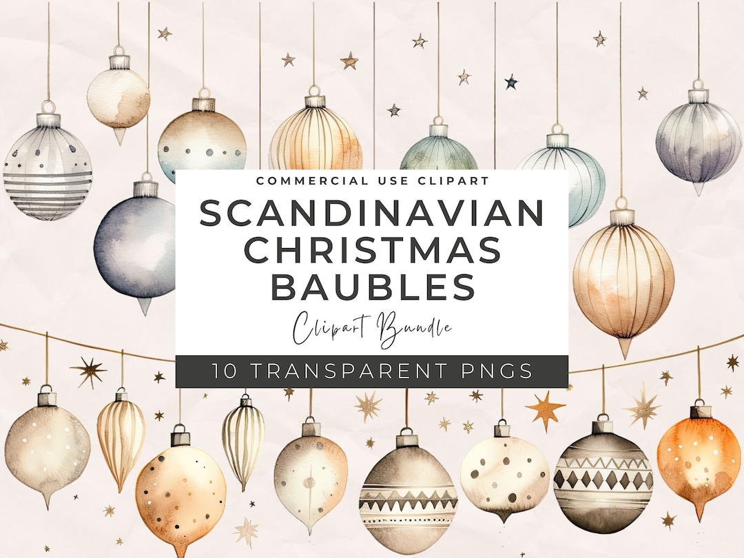 Scandinavian Christmas Bauble Banners Clipart - Decorative Banner ...