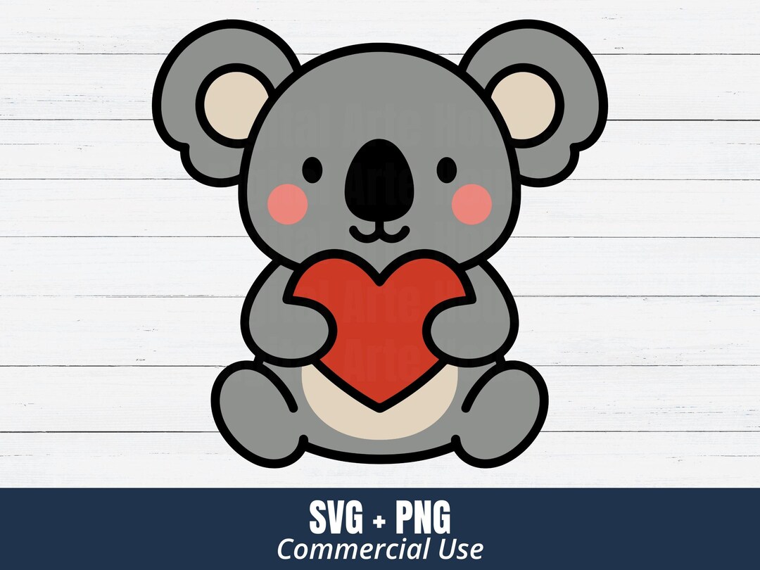 Koala Svg, Koala With Heart Svg, Cute Koala Vector, Cute Koala Cut File ...