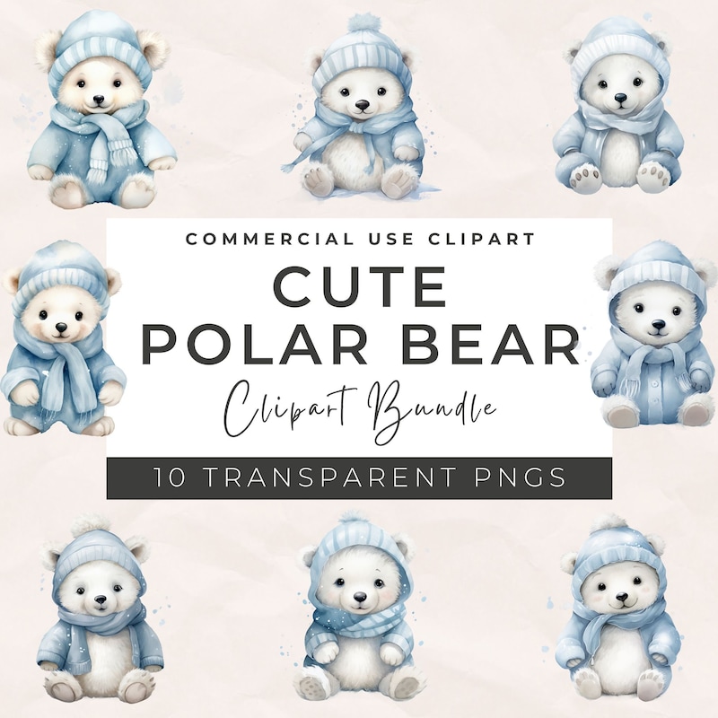 Winter Bear Clip Art - Etsy