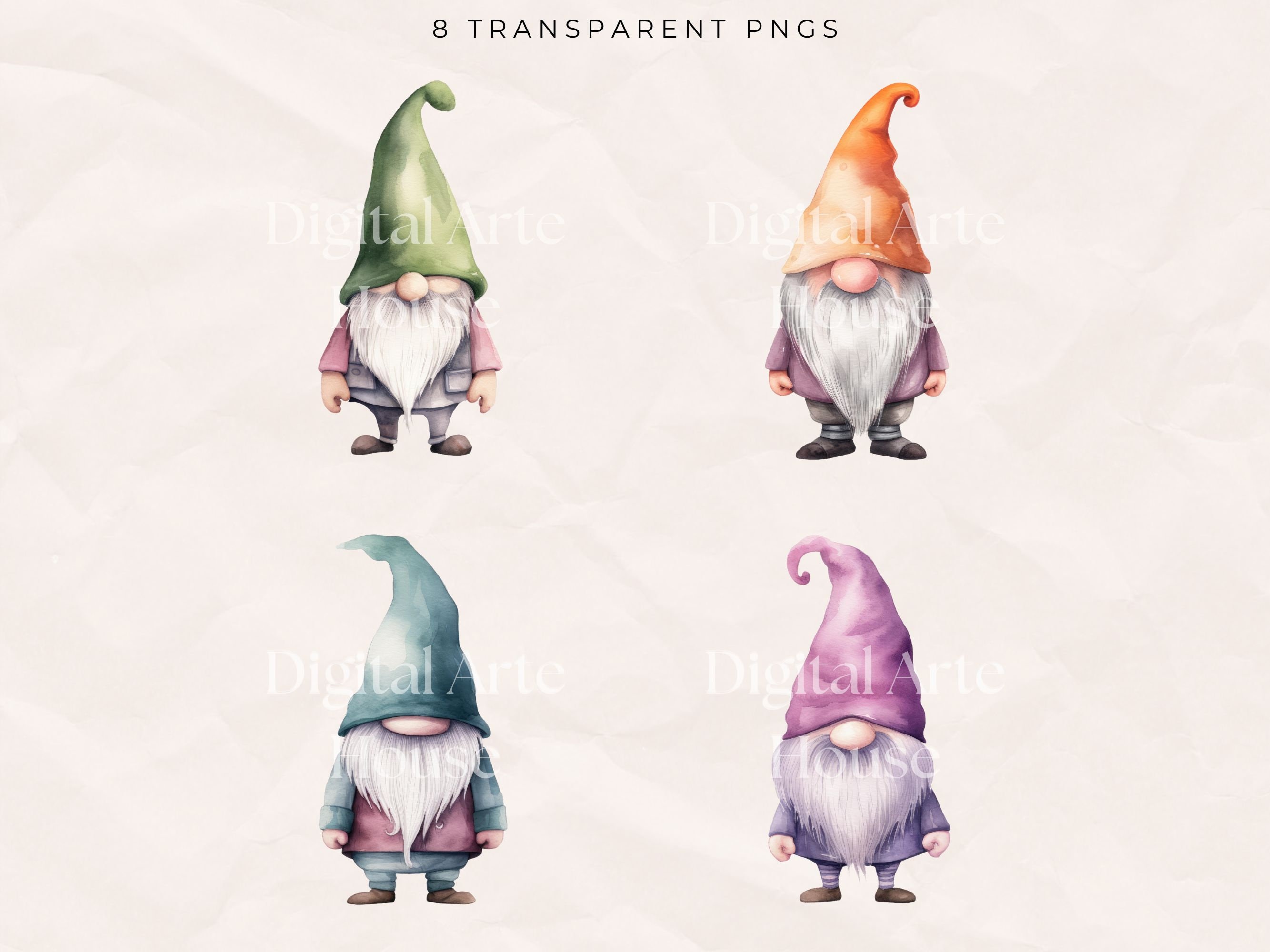 Watercolor Cute Gnomes Clipart Watercolor Gnome Holiday - Etsy