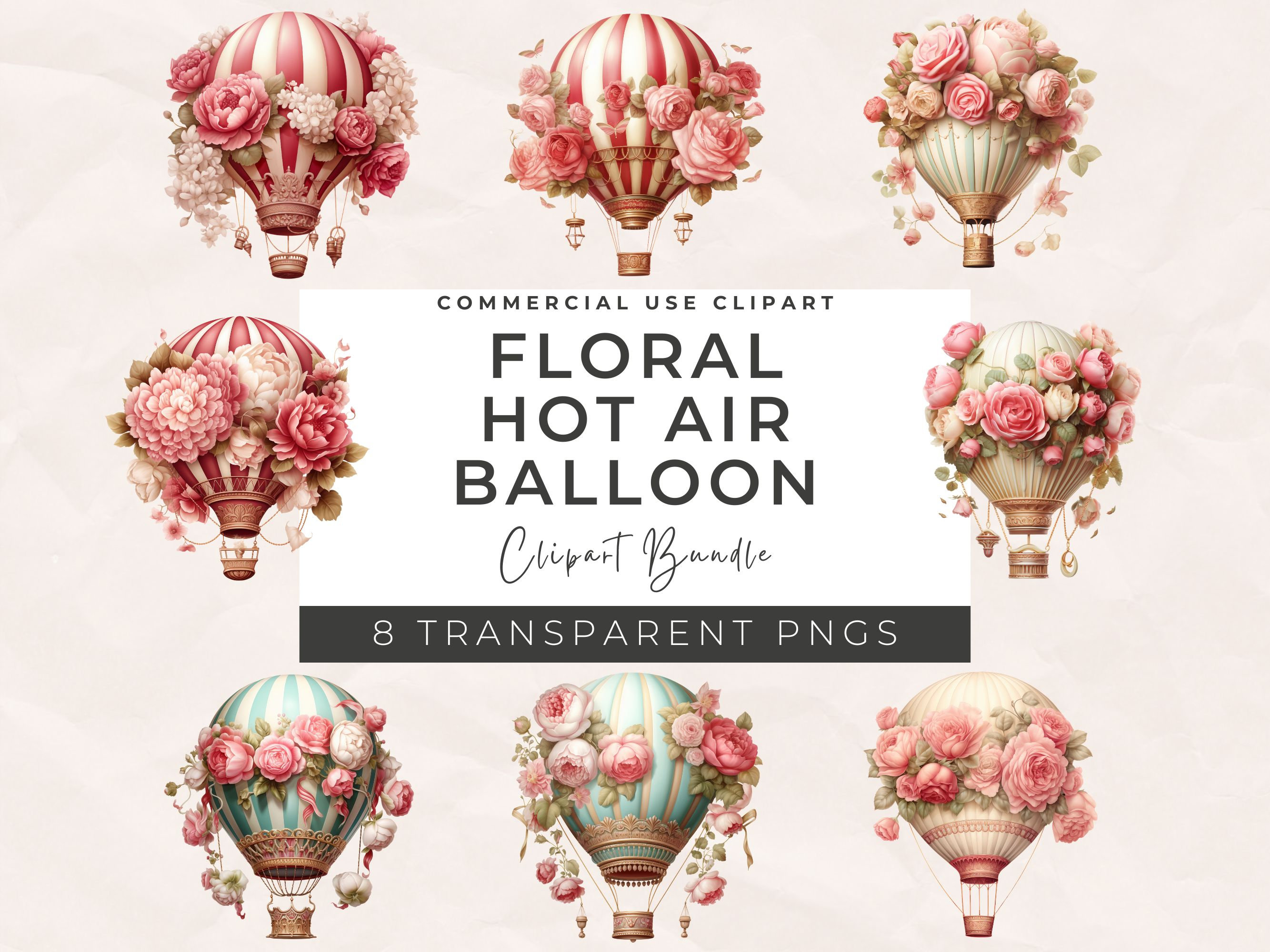 Hot Air Balloon Clipart Watercolor Bundle Hot Air Balloon - Etsy