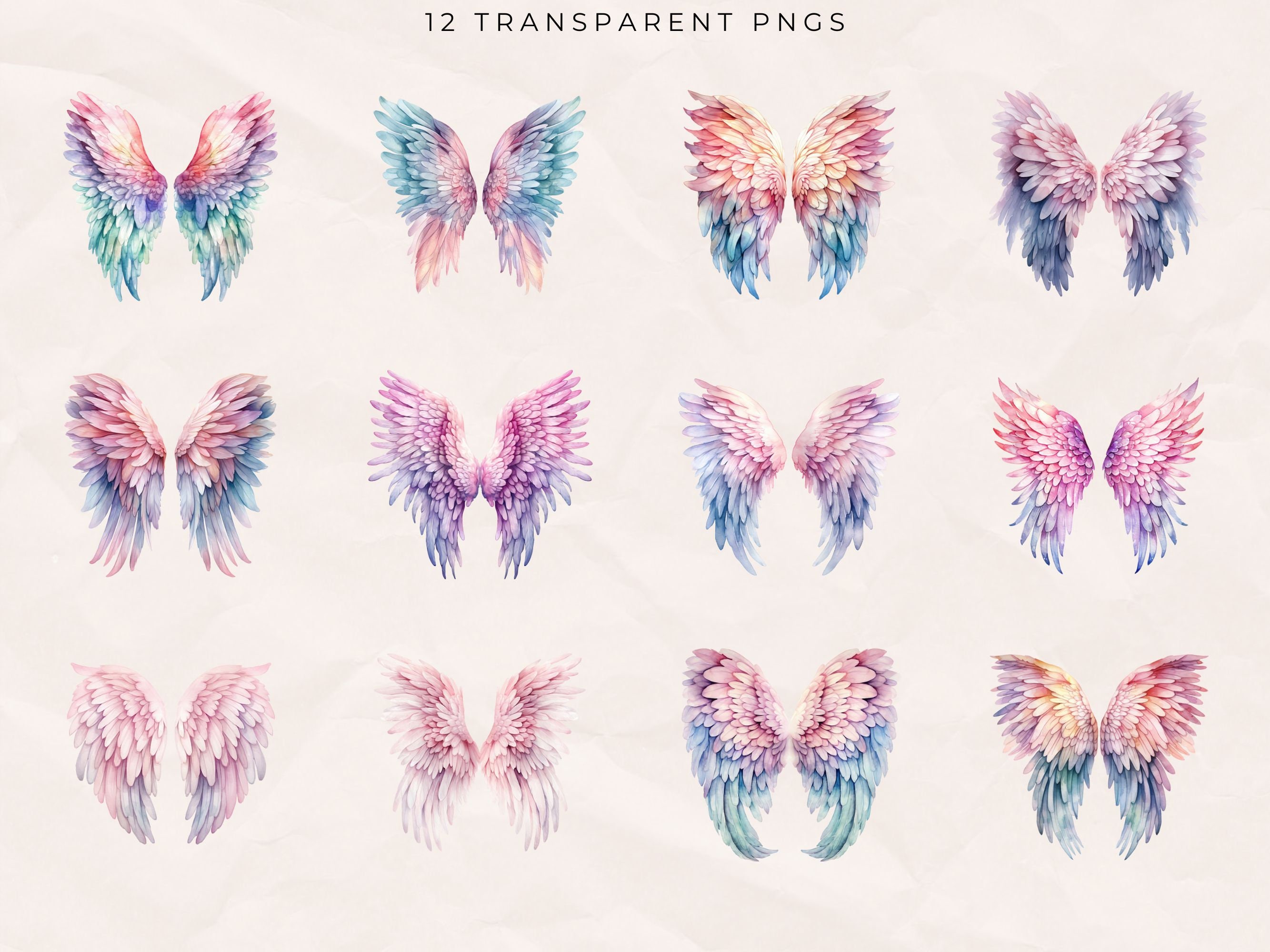Watercolor Angel Wings Clipart Bundle Heaven Clipart, White Wings PNG ...