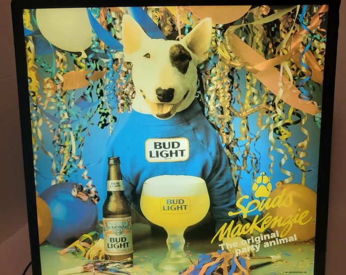 Vintage 1987 Spuds Mackenzie Bud Light Sign, Lighted - the Original ...