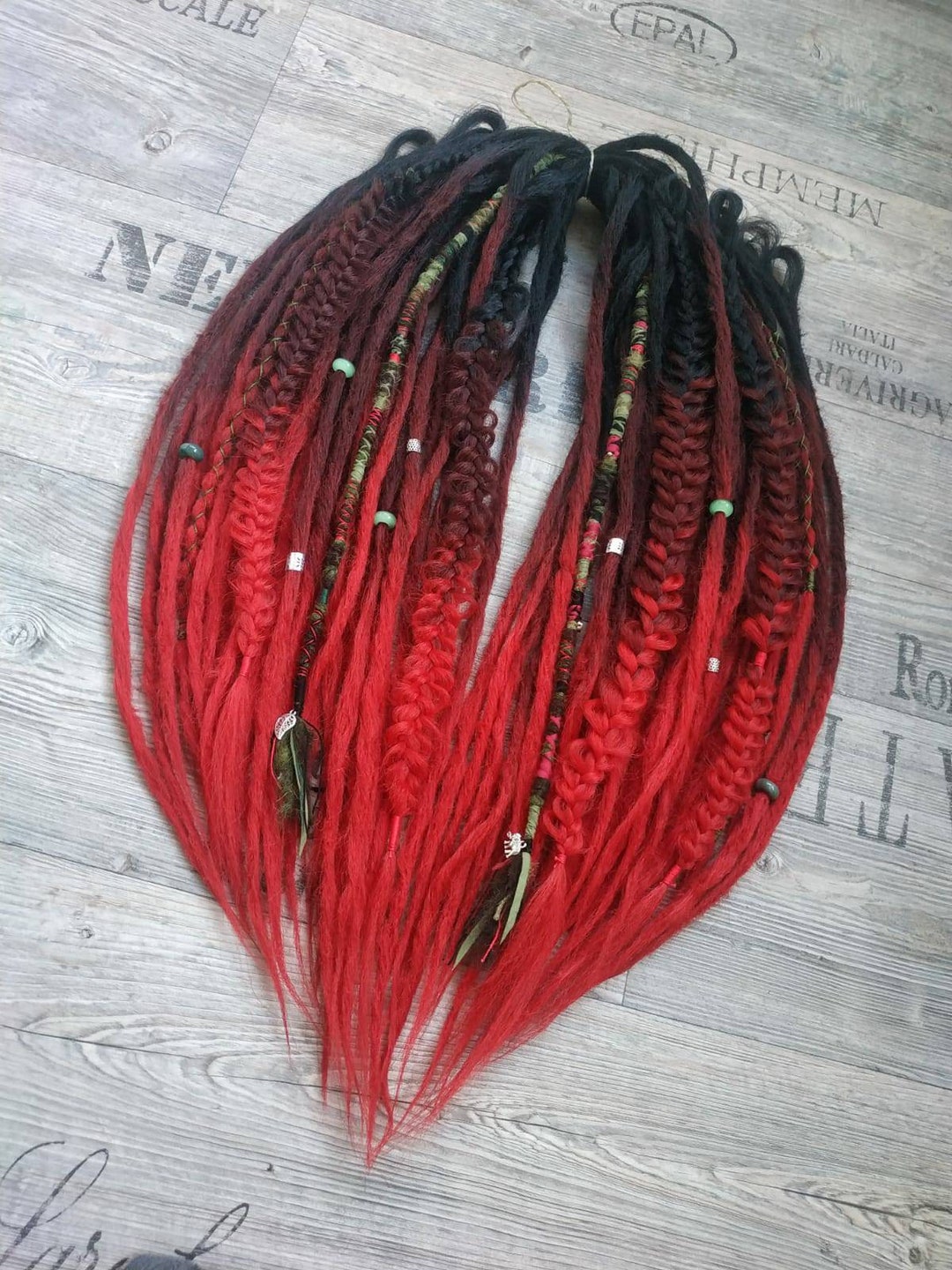 Ombre Black Burgundy Red Dreads Synthetic Dreadlocks - Etsy