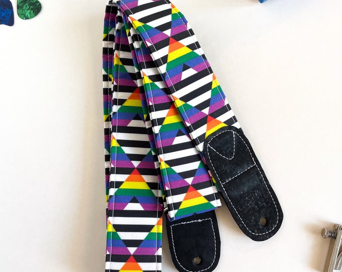 Pride Ally Flag Guitar Strap | Vegan Guitar Strap With Guitar Pick ...