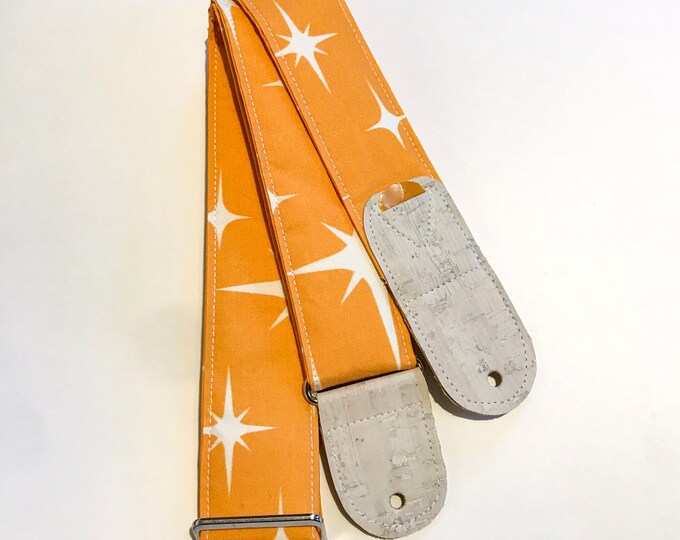 Vegan Guitar Strap Yellow With Retro Stars Guitar Strap - Etsy