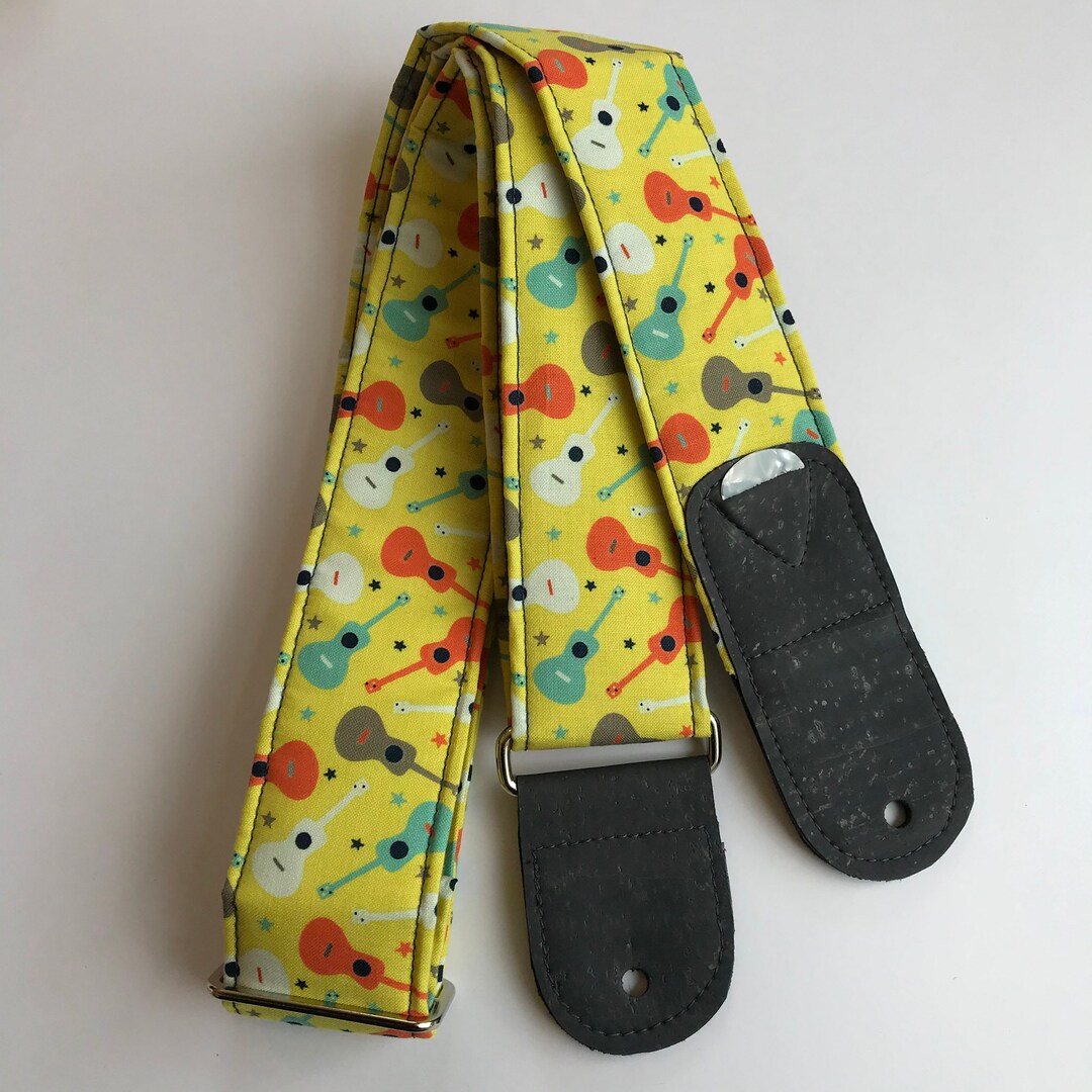 Guitars and Stars Yellow Guitar Strap | Kids Guitar Strap | Adults or ...