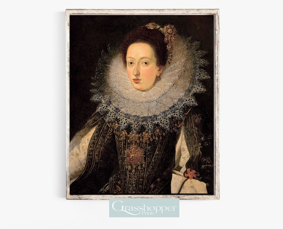 Vintage Woman Portrait Painting Elizabethan Woman Print - Etsy