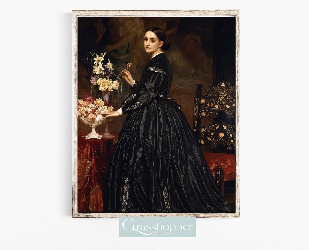 Victorian Gothic Woman Portrait, Dark Academia Print, Lady in Black ...