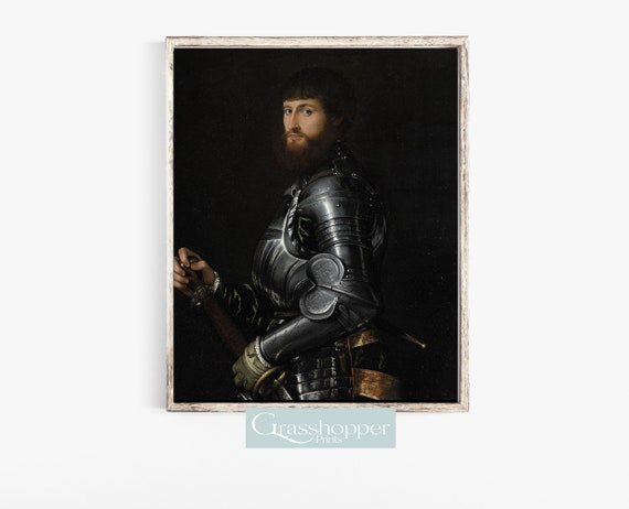 Vintage Medieval Portrait Oil Painting Knight in Armour | Etsy