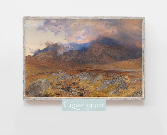 Vintage Wales Painting Snowdon Mountain Watercolour Moody - Etsy