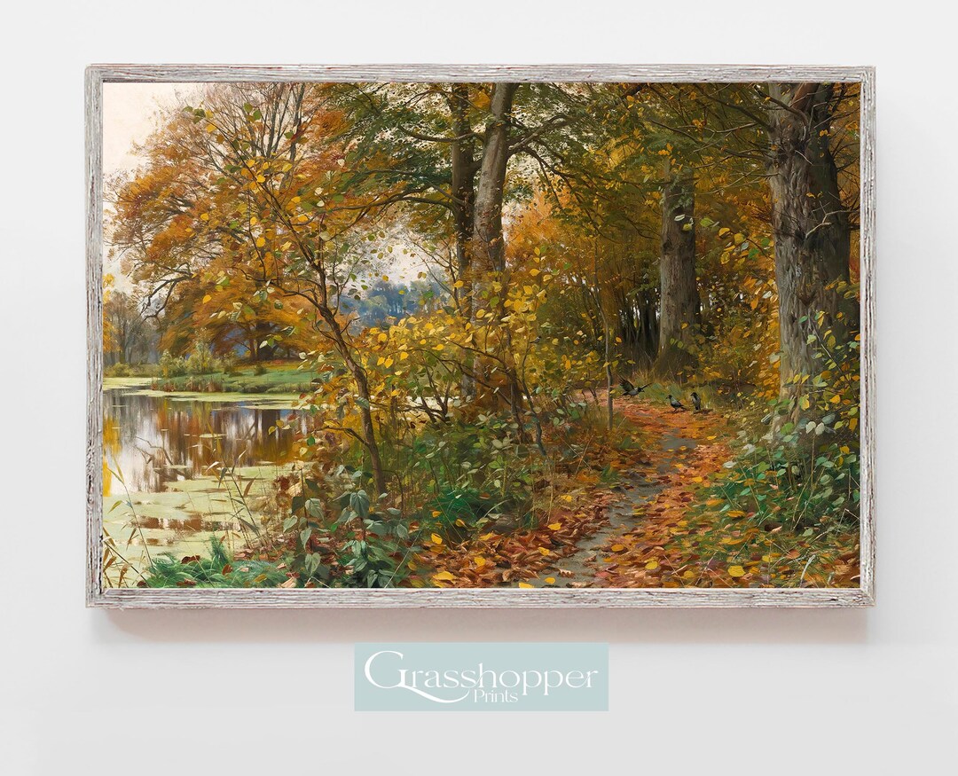 Autumn Landscape Print, Rustic Fall Wall Art, Vintage Scenery Painting ...
