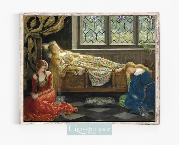 Sleeping Beauty Print Princess Painting Vintage Little - Etsy