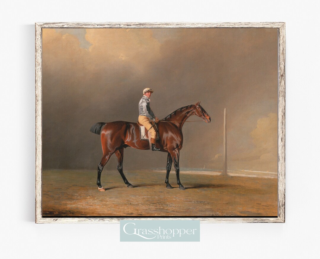 Race Horse Print, Vintage Horse and Rider, Classic English Landscape ...