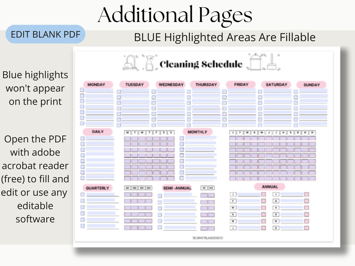 EDITABLE Cleaning Planner, Cleaning Checklist, Cleaning Schedule ...