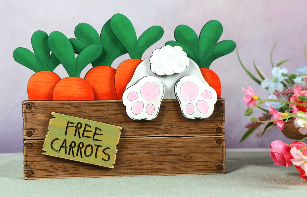 Easter Bunny Carrot Crate | Wood Bunny | Shelf Sitter Bunny | Wood ...