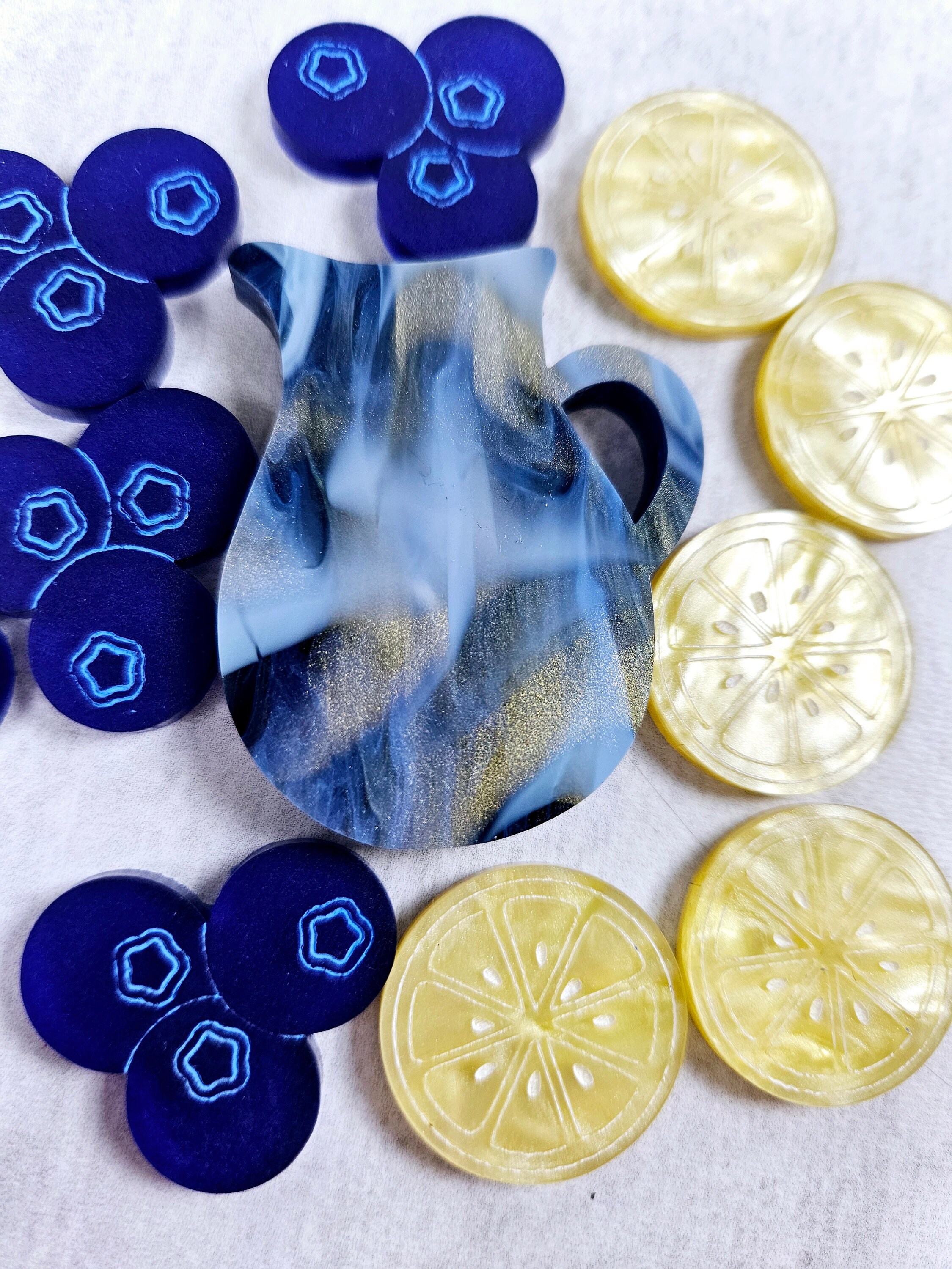 Set of 10 Acrylic Blueberry Lemonade Counters Plus Pitcher - Etsy