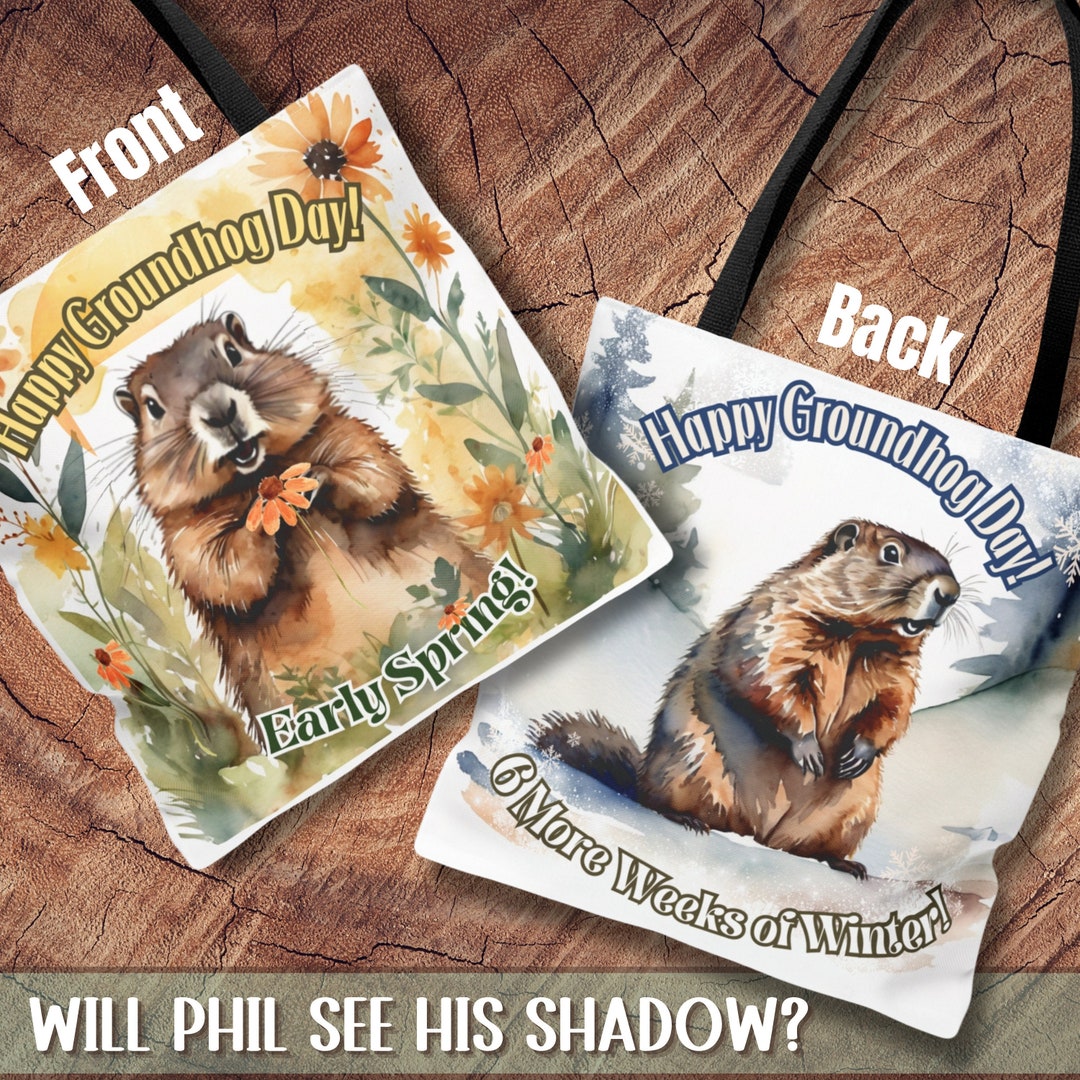 Groundhog Day Tote Bag, Artsy Whimsical Seasonal Tote for Work, Play ...
