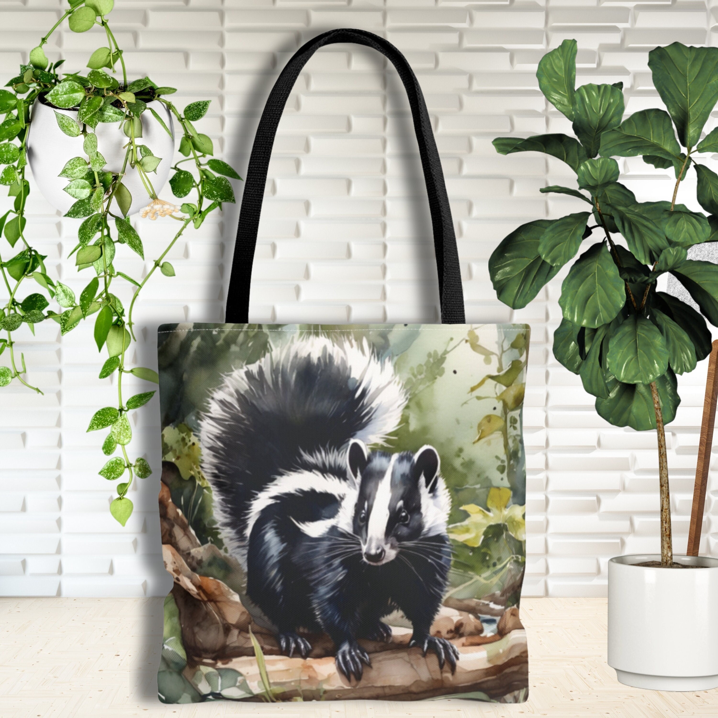 Woodland Skunk Artsy Canvas Forestcore Tote Bag Gift, Shopping Work ...