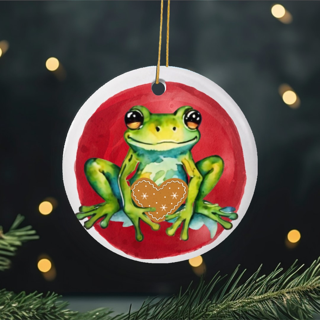 Cute Frog Gingerbread Heart Cookie Ceramic Christmas Ornaments, Frog ...