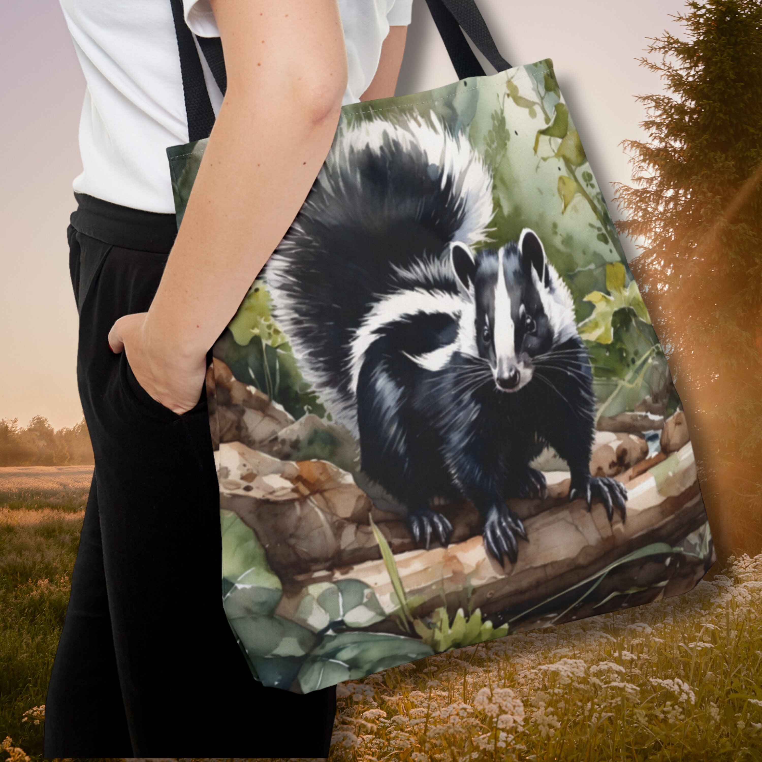 Woodland Skunk Artsy Canvas Forestcore Tote Bag Gift, Shopping Work ...