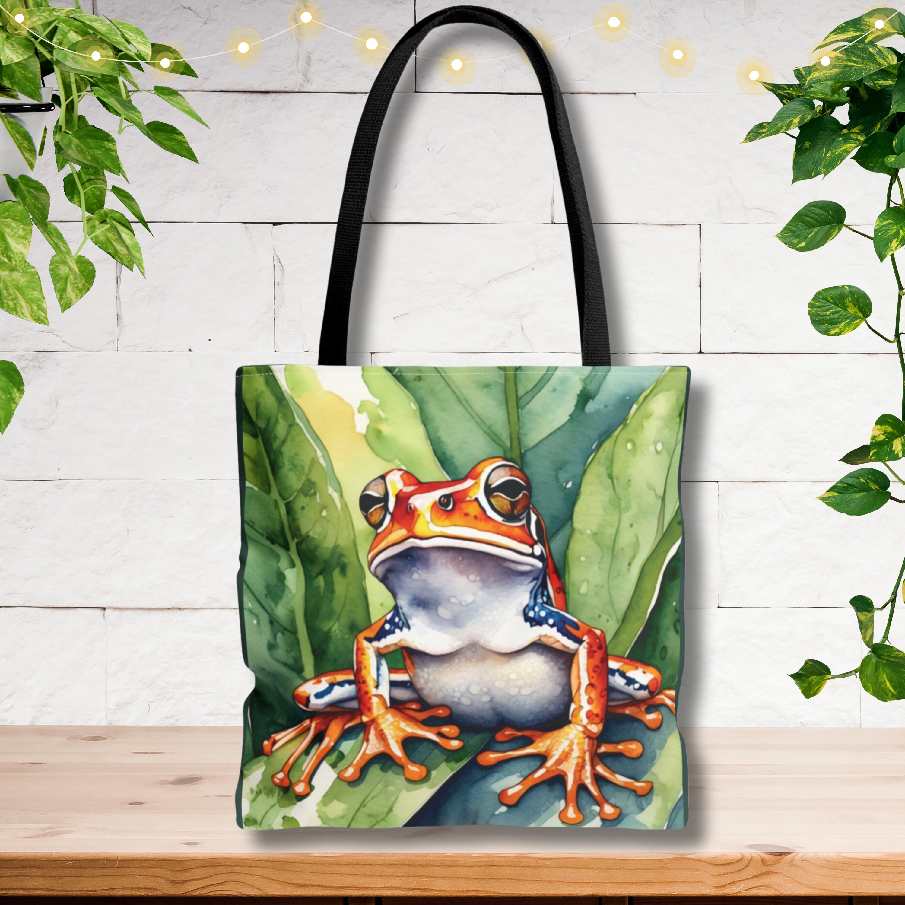 Rainforest Frog Tote Bag, Large Artsy Canvas Botanical Frog Work ...