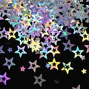 Holographic Star Glitter Shapes | Silver Iridescent Star Glitter for ...