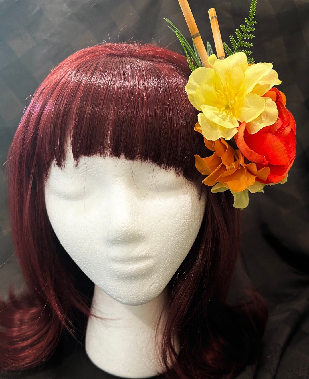 Tropical Orange and Yellow Large Tiki Flower Hair Clip, Pin Up, Photo ...