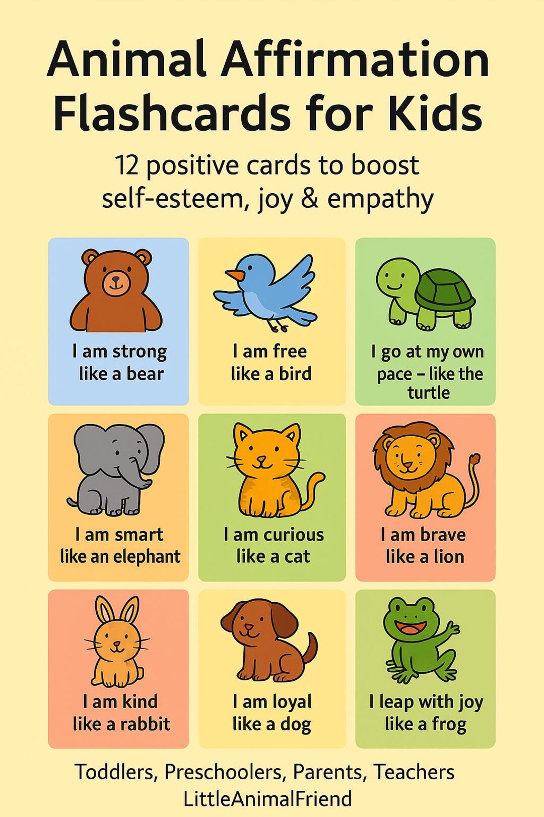 Printable Animal Affirmation Cards for Kids – Boost Confidence ...