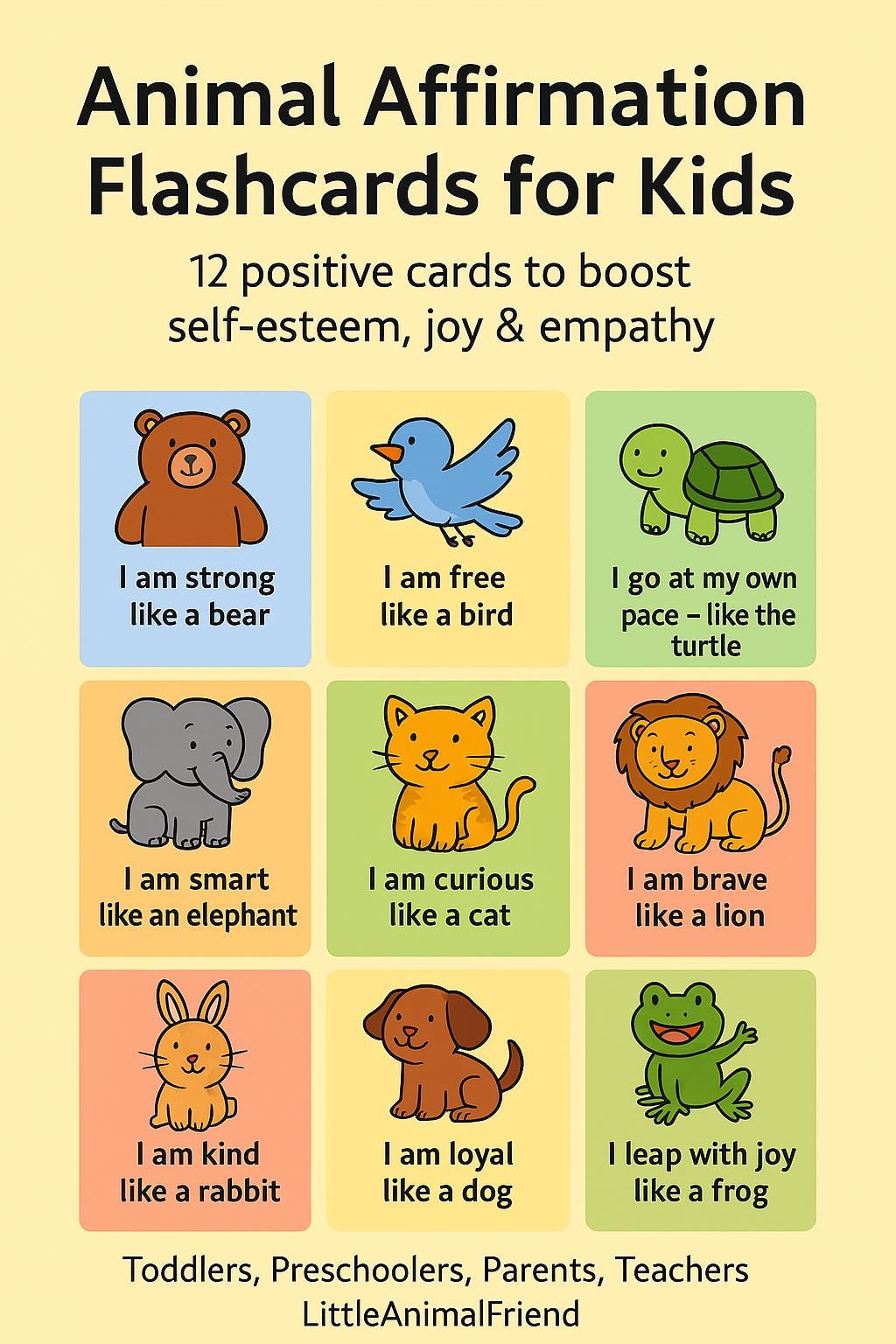 Printable Animal Affirmation Cards for Kids – Boost Confidence ...