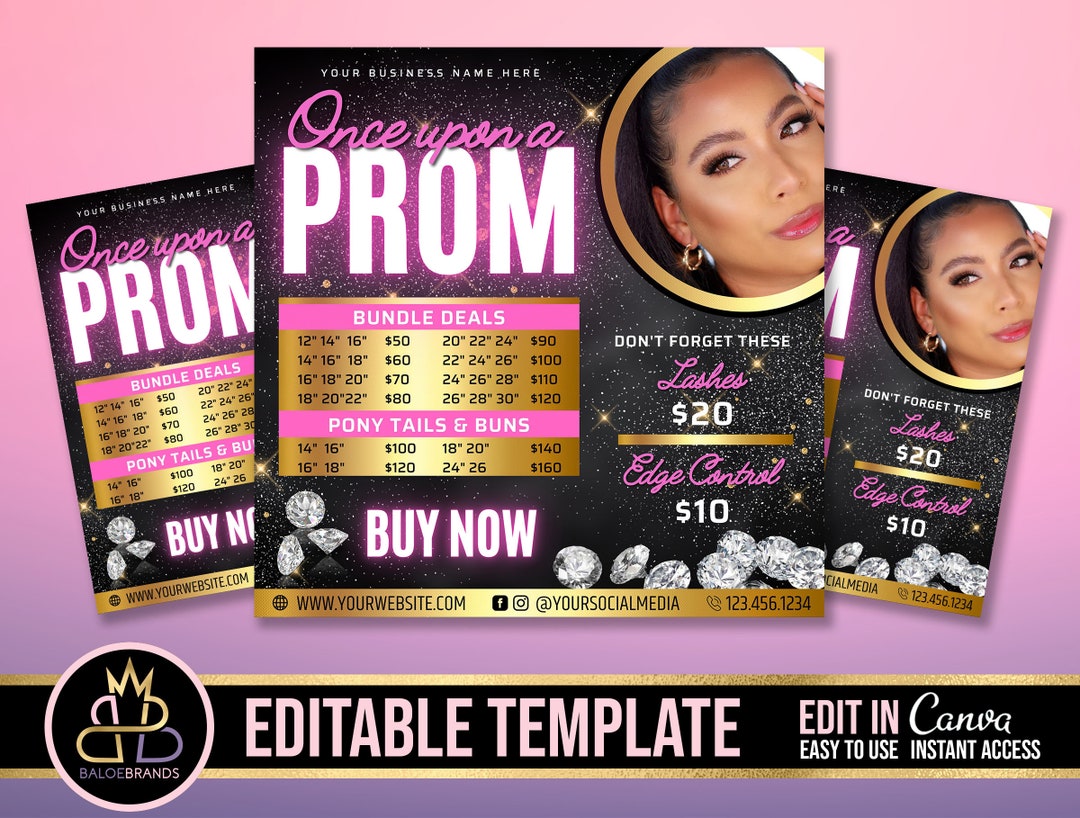 Editable Social Media Flyer, Make-up Beauty Flyer, Hair Prom Canva ...