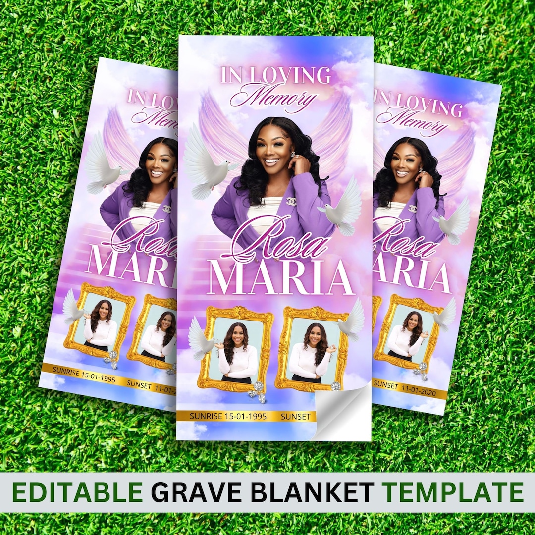 Memorial Grave Blanket Template, Editable Memorial Grave Blanket, Edit ...