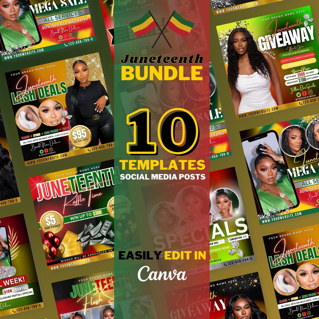 JUNETEENTH FLYER BUNDLE, Sale Flyers, Editable Template, June Teenth ...