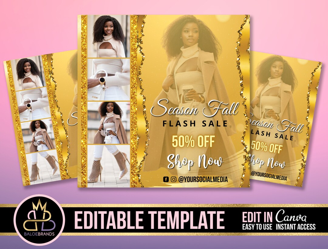 Fall Sale Flyer, Autumn Fall Flyer, Editable Template, Flash Sale ...
