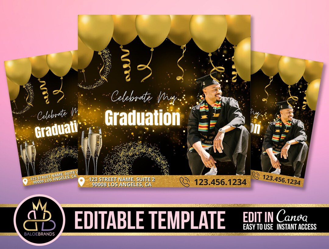 Graduation Party, Graduation Flyer, Editable Template, Graduation ...