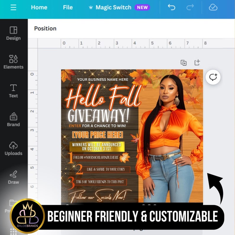 GIVEAWAY Fall Flyer Template, Canva Template, DIY Social Media Flyer ...