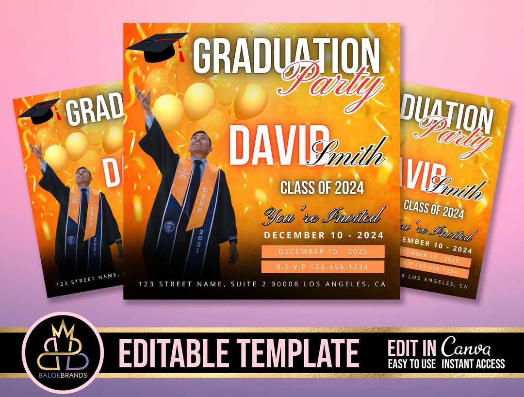 Graduation Party, Graduation Flyer, Editable Template, Graduation ...