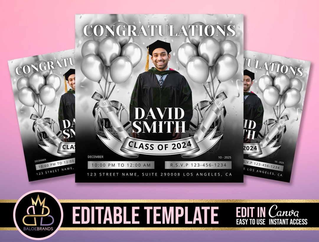 Graduation Party, Graduation Flyer, Editable Template, Graduation ...