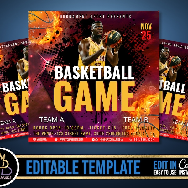 Basketball Template for Canva - Etsy
