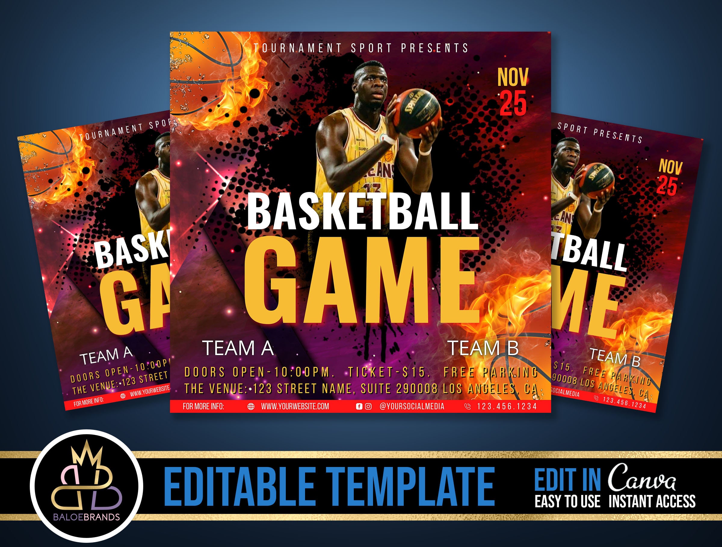 Basketball Flyer Basketball Sport Flyer Editable Canva Sport - Etsy