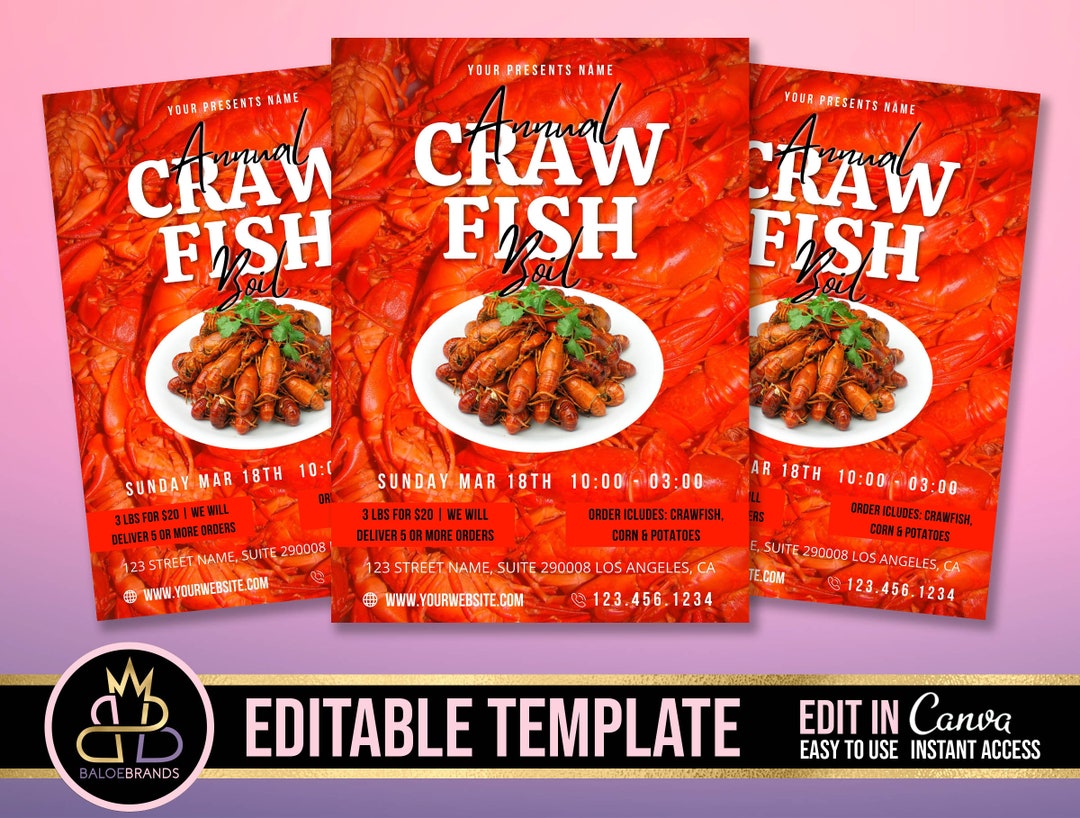 Crawfish Boil, Crawfish Boil Flyer, Crawfish Boil Invitation, Editable ...